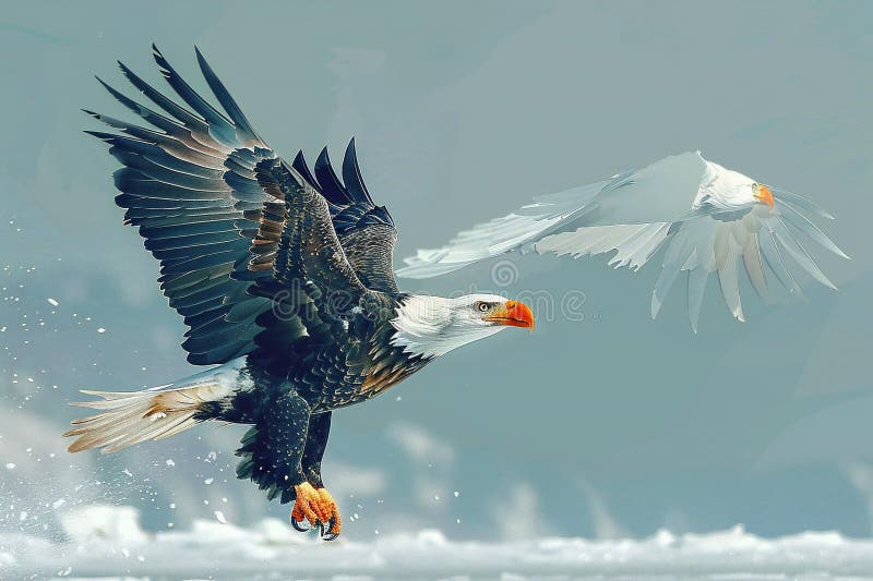 An Anamorph Bald Eagle Flying with a Spatulate, High Quality, High ...
