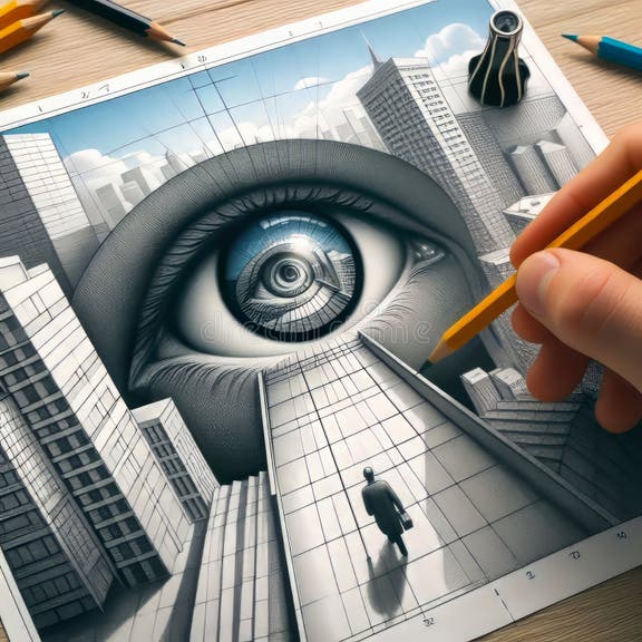 Anamorphic Drawing Creating Distorted Images that Appear Corre Stock ...