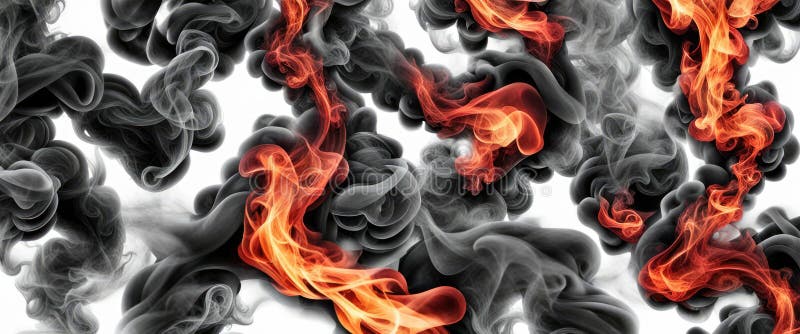 Anamorphic Horizontal Display Fire and Smoke Abstract for Background ...