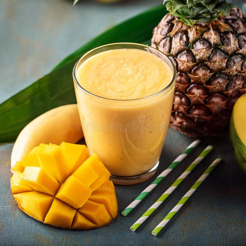 Ananas, Mango and Banana Smoothie, AI Generated Stock Illustration ...