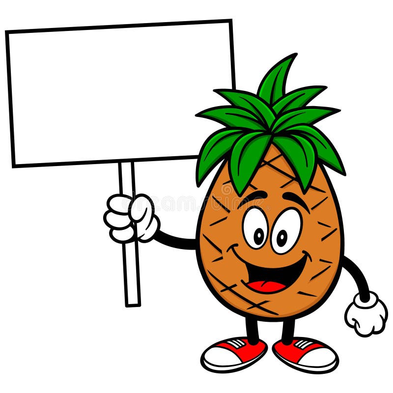 Ananas mit Zeichen vektor abbildung. Illustration von karikatur - 72945136