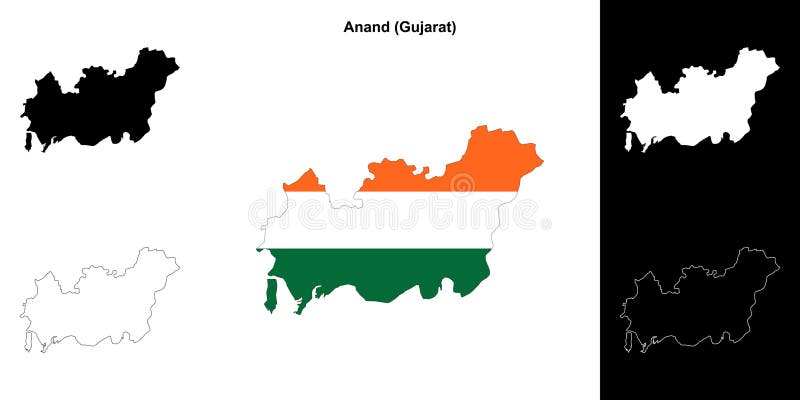 Anand outline map stock vector. Illustration of districts - 368826263