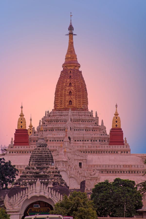 Ananda Temple in Bagan, Myanmar at Sunset Editorial Image - Image of ...