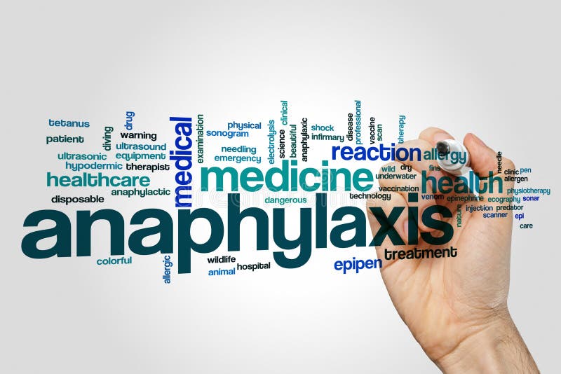 Anaphylaxis Word Cloud and Hand with Marker Concept Stock Image - Image ...