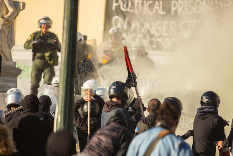 Anarchist Protests in Athens, Greece Editorial Stock Photo - Image of ...