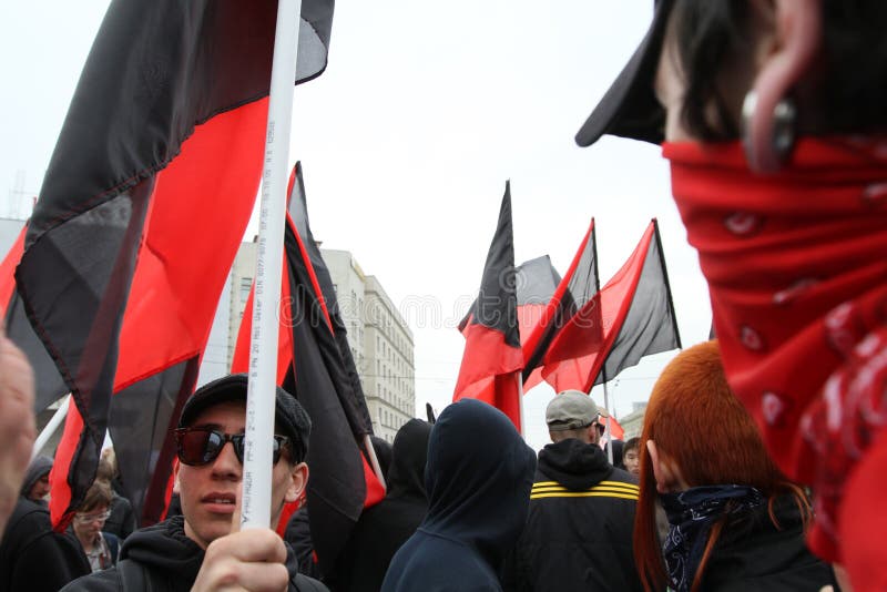 Anarchists Demonstrations in Moscow. Editorial Stock Image - Image of ...