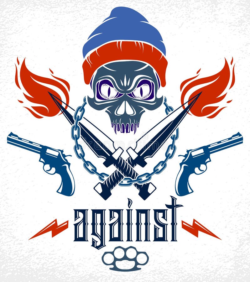 Anarchy and Chaos Aggressive Emblem or Logo with Aggressive Skull ...