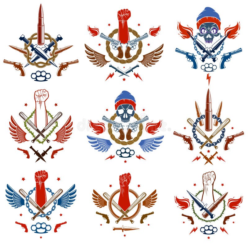 Anarchy and Chaos Aggressive Emblem or Logo with Strong Clenched Fist ...