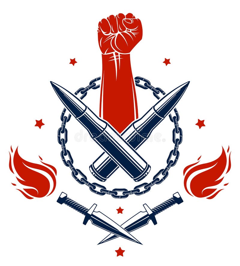 Anarchy and Chaos Aggressive Emblem or Logo with Strong Clenched Fist ...