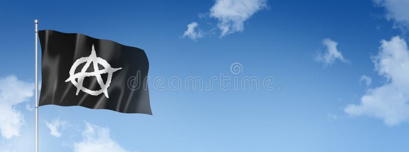 Anarchy Flag Isolated on a Blue Sky Stock Illustration - Illustration ...