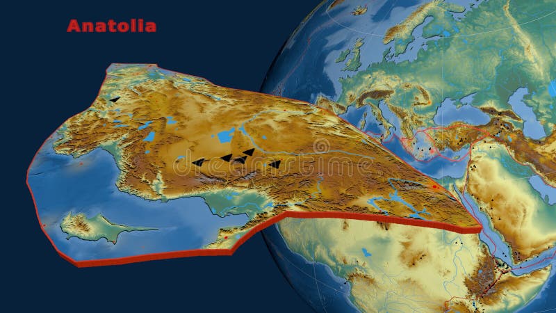 Anatolian Plate Outlined, Mollweide Projection - Satellite Stock ...