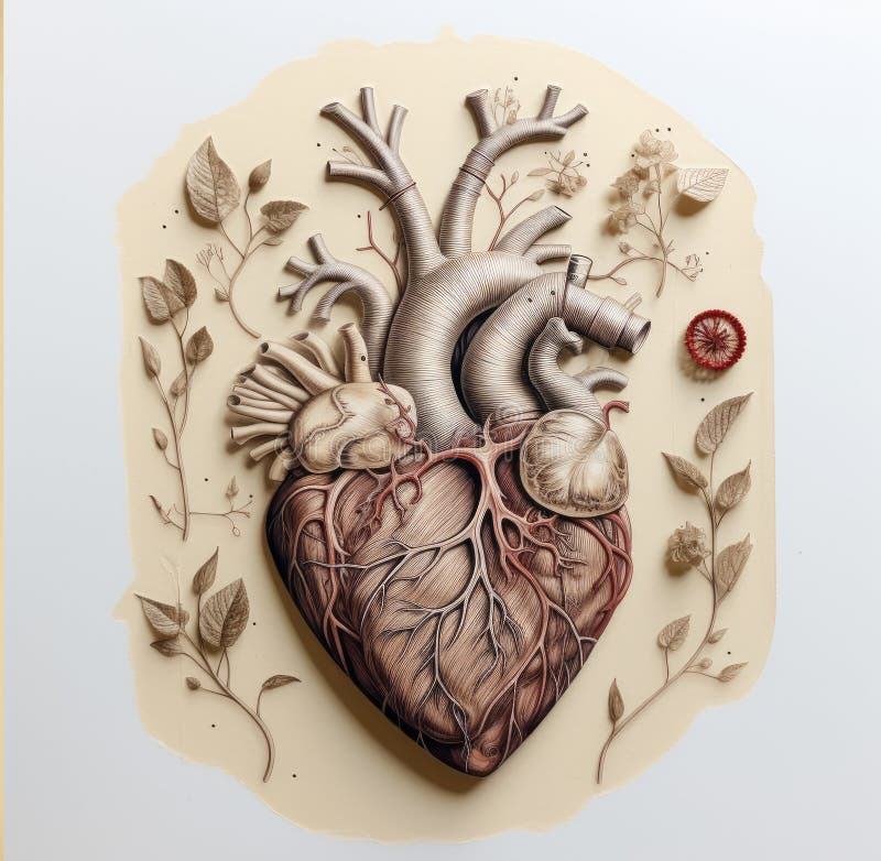 Anatomic Heart Created with Line Art Stock Illustration - Illustration ...