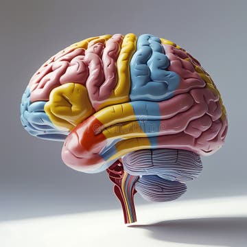 Anatomical Brain Model with Color-Coded Regions Stock Illustration ...