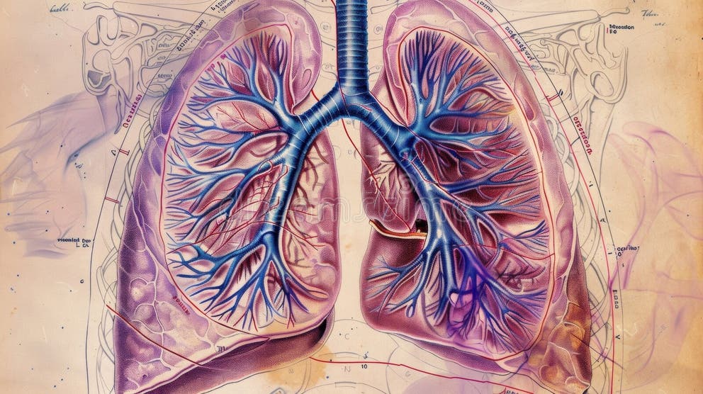 An Anatomical Chart of the Lungs Labeling the Different Lobes and ...