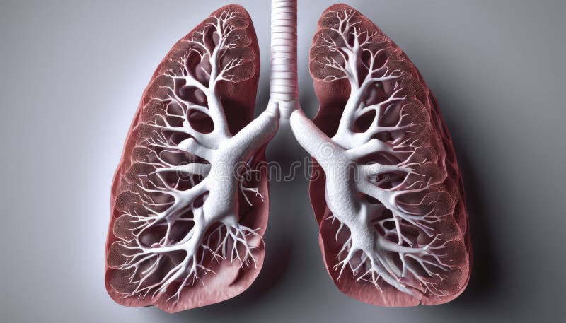 Anatomical 3D Rendering of Human Lungs, Highlighting Bronchial Tree and ...