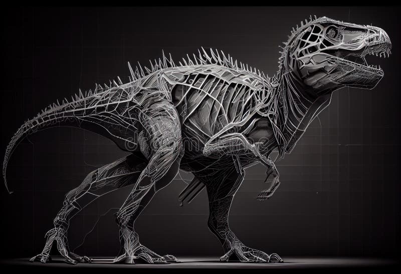 Anatomical Diagram of a Dinosaur in Profile in Black and White. Stock ...
