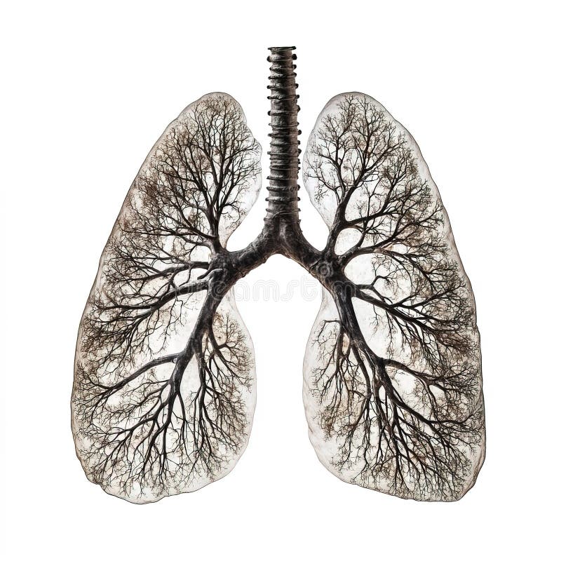 Anatomical Drawing of Pair of Human Lungs, Presented with Clear, Simple ...