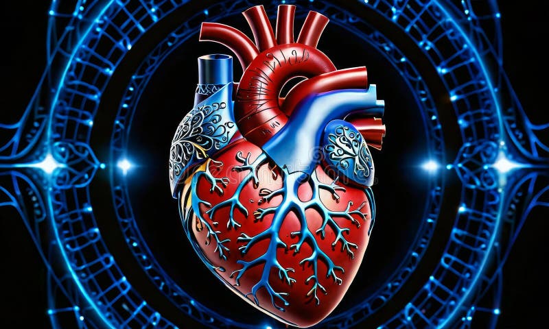 Anatomical Heart in Blue stock image. Image of realism - 312114111