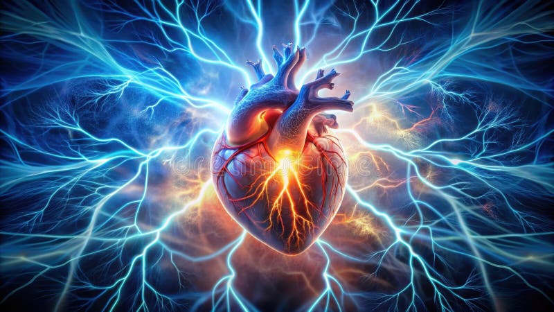 Anatomical Heart Surrounded by Electrical Energy, a Powerful Visual ...