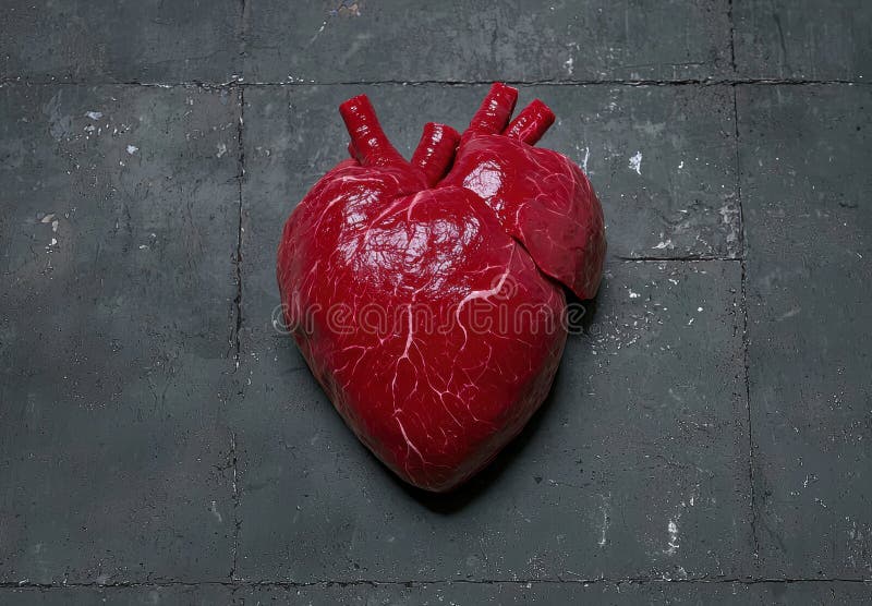 An Anatomical Heart on a Textured Surface. Stock Illustration ...