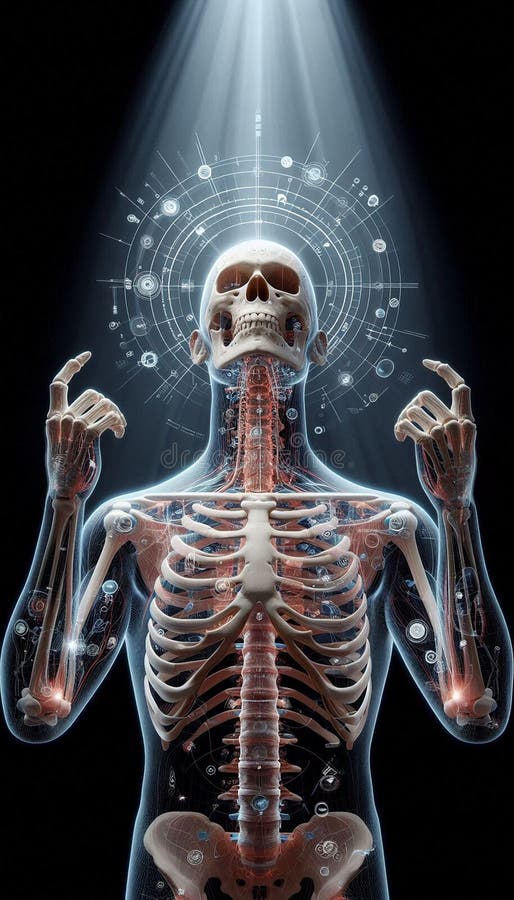Anatomical Human Figure with Digital Elements Stock Illustration ...