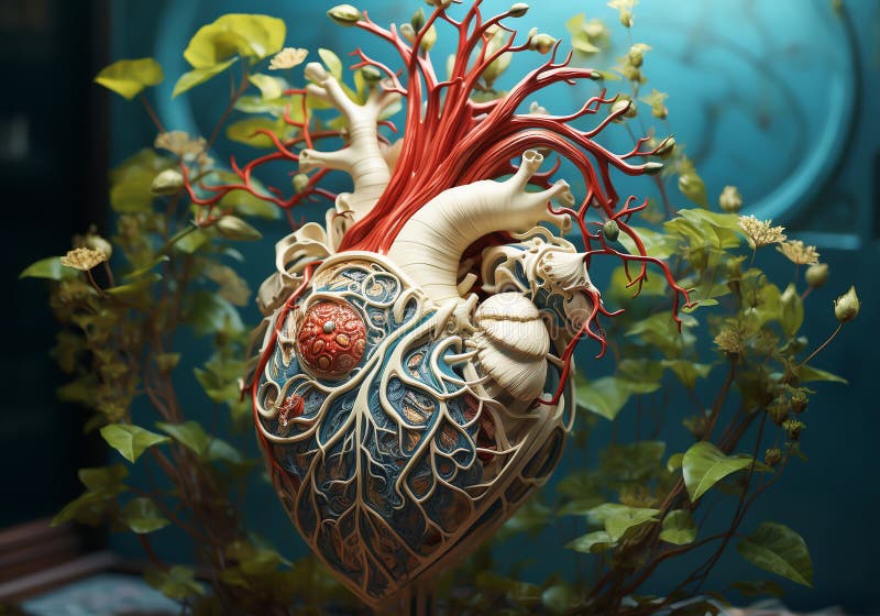 Anatomical Human Heart Formed by Leaves and Tree Branches. AI Generated ...