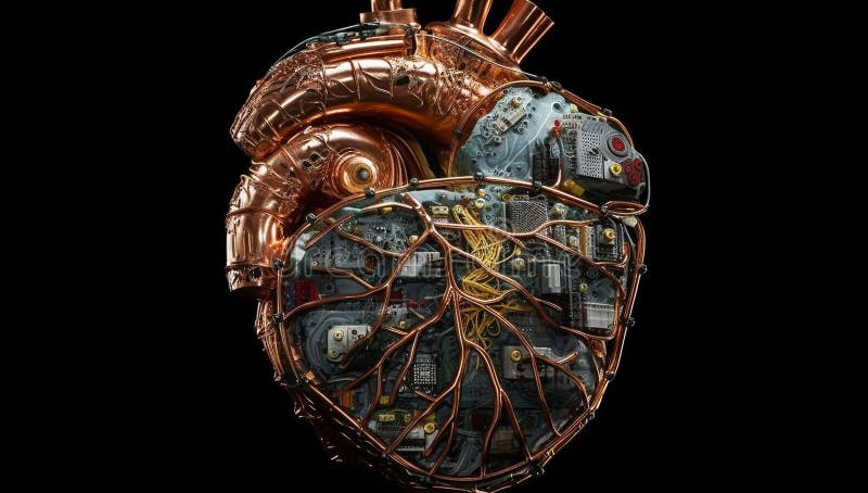 Anatomical Human Heart Formed by Pieces of Metal. AI Generated Stock ...