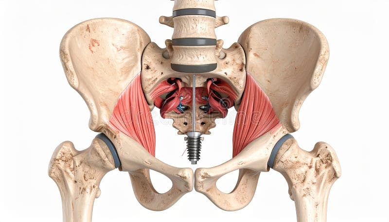 Detailed Anatomical Model of Human Pelvis with Muscles on White ...