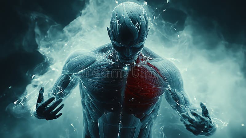 Anatomical Illustration of a Human Figure in a Digital Style with ...