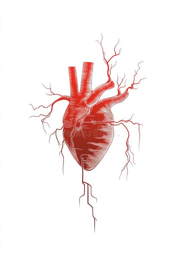 Human Heart with Blood Sprout Stock Illustration - Illustration of ...