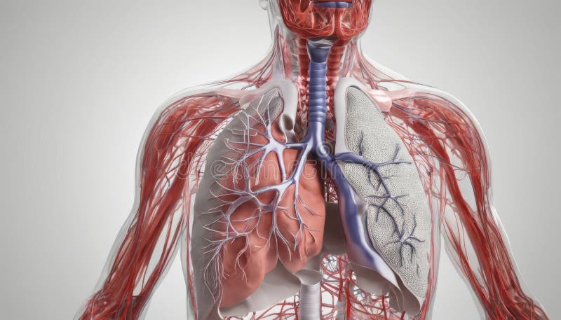 Anatomical Illustration of the Human Torso with Detailed Muscle and ...