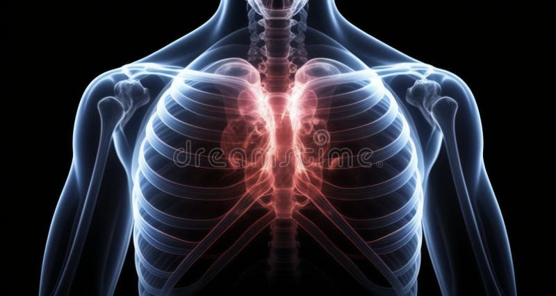 Anatomical Illustration of Human Torso with Highlighted Internal Organs ...