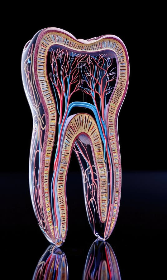 Anatomical Intricacy: Tooth Structure, Nerve, with a Visible ...