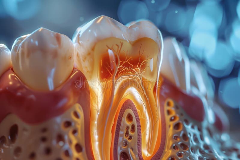 Anatomical Intricacy: Tooth Structure, Nerve, with a Visible ...