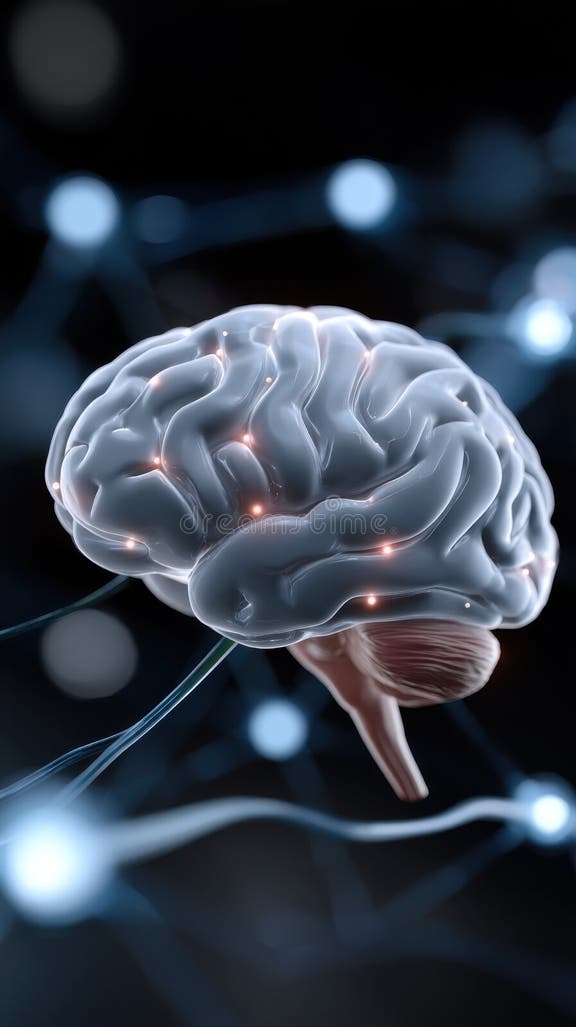 Anatomical Model of Brain with Neurons Network Connecting, Intelligence ...