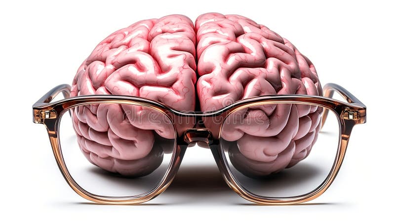 Anatomical Model of a Human Brain is Positioned Behind a Pair of ...