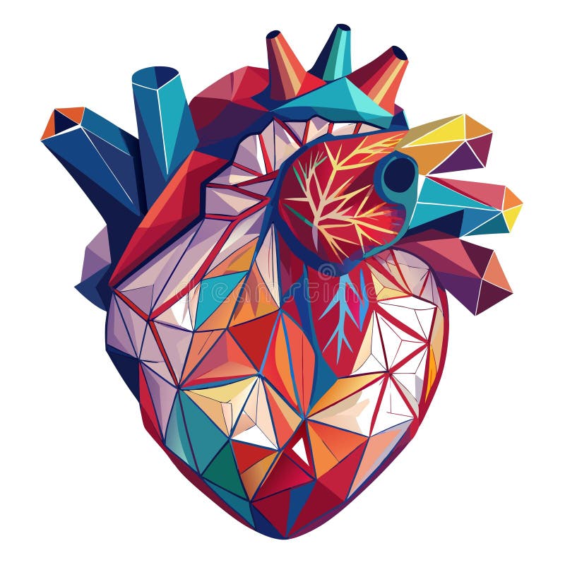 Anatomical Organs Cardio Image Created Using a Low Poly Illustration ...