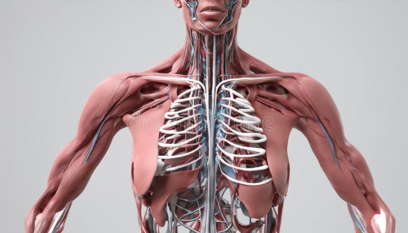 Anatomical Precision - a Detailed 3D Rendering of the Human Torso Stock ...
