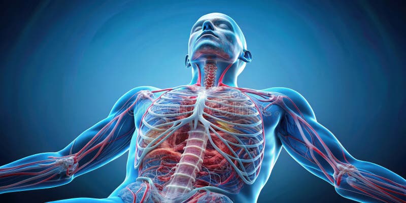 Anatomical Rendering of the Human Upper Body, Showcasing the Intricate ...