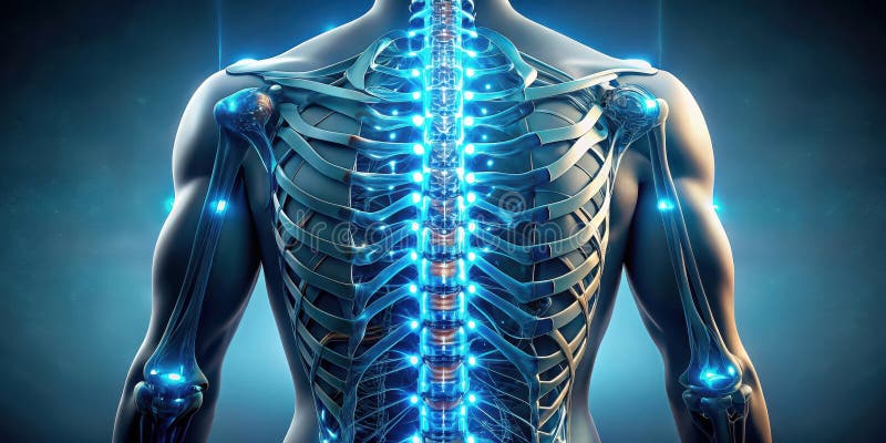 Anatomical Rendering of the Human Upper Body, Spinal Column, Rib Cage ...