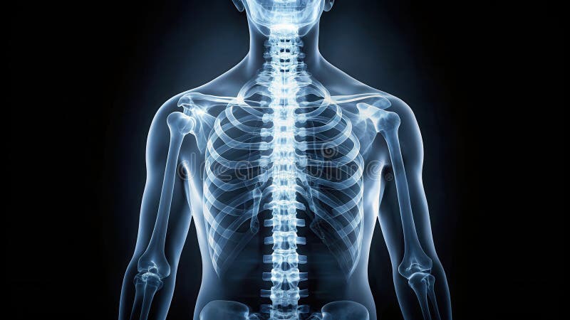 Anatomical Rendering of the Upper Body Skeletal Structure Showcasing ...