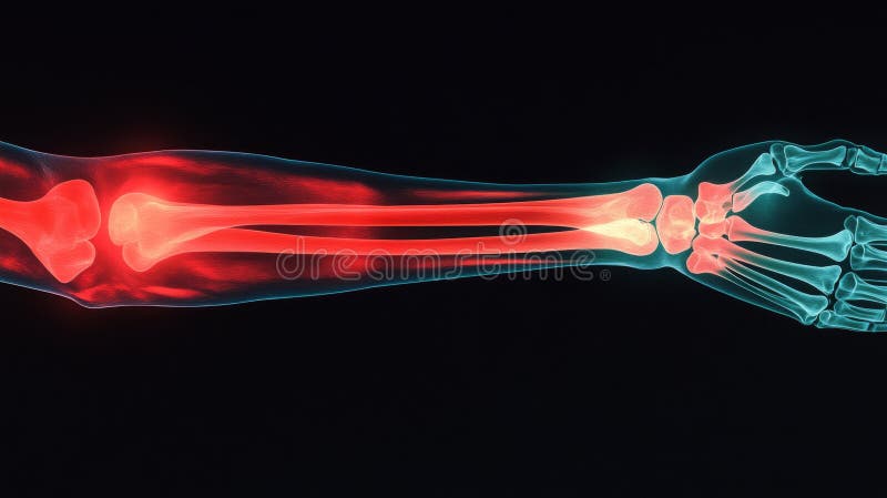 Visualization of a Human Forearm with Highlighted Bones and Muscles for ...