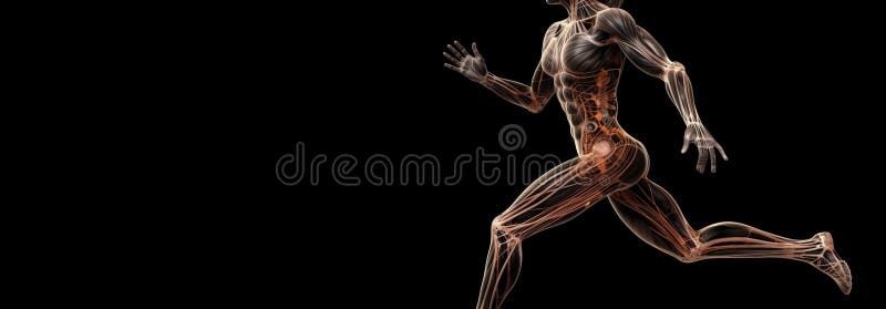 Anatomical Structure of Muscular System of Human Body, Dark Background ...