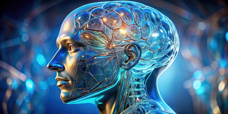 Anatomical Study of a Humanoid Head and Neck, Showcasing Intricate ...