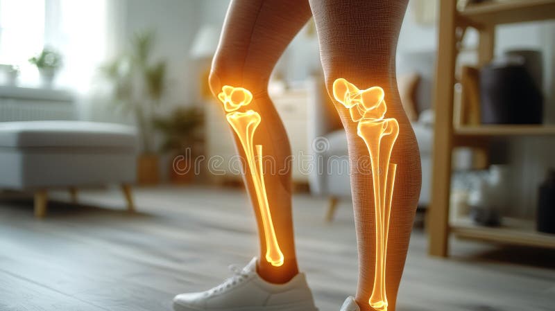 Anatomical Visualization of Human Knees with Highlighted Bones Stock ...