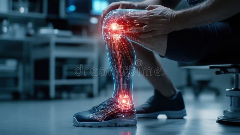 Anatomical Visualization of Leg Nerves and Pain Points in a Scientific ...