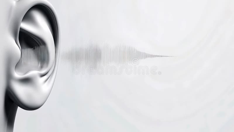 Human Ear Receiving Sound Waves on White Background Stock Video - Video ...