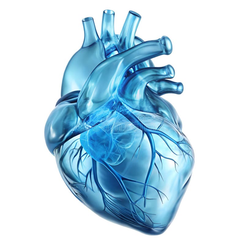 Anatomical Visualization of a Transparent Human Heart Depicting ...