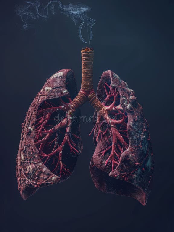 Anatomically Correct Human Lungs Showing Effects of Smoking Cigarette ...
