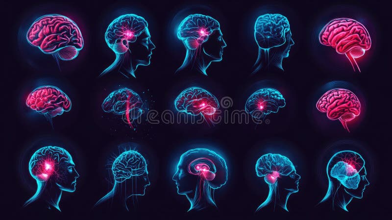 Anatomically Correct Illustrations of the Human Brain with Glowing ...